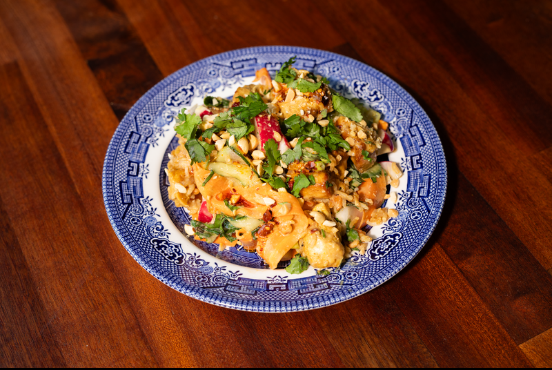 Crispy Rice Chicken Satay Salad